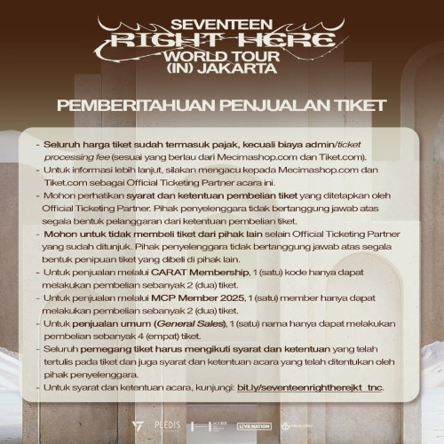 Mulai Dijual Hari Ini, Begini Cara Dapatkan Tiket Konser SEVENTEEN RIGHT HERE di Indonesia ...