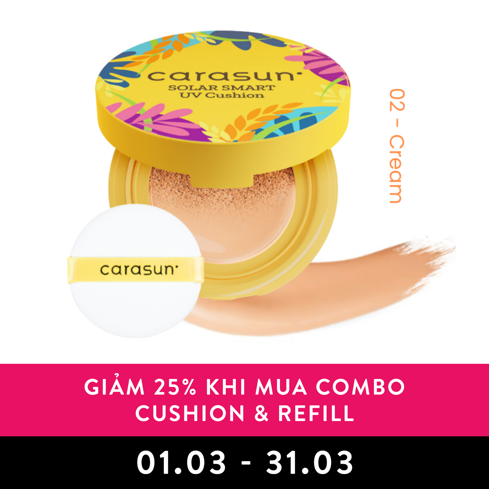 Phấn Nước Chống Nắng & Trang Điểm Carasun Solar Smart UV Cushion 2-in1 ...