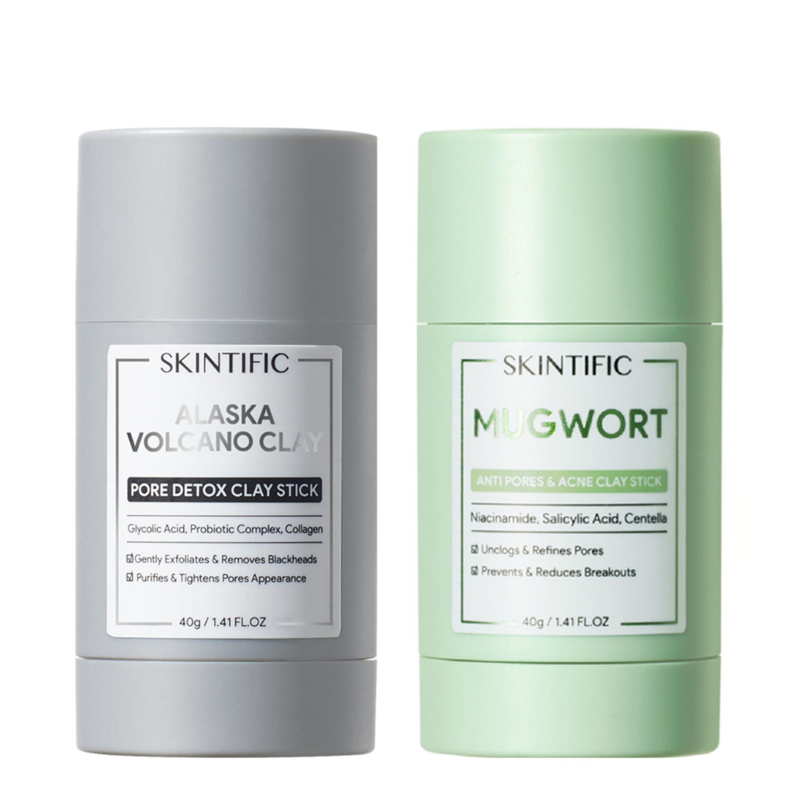 Bộ Đôi Thanh Lăn Đất Sét Ngải Cứu 40g & Đất Sét Alaska 40g Skintific ...